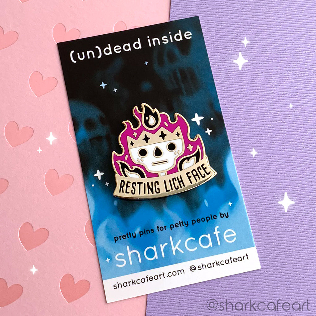 Resting Lich Face PINK Pin – SharkCafe